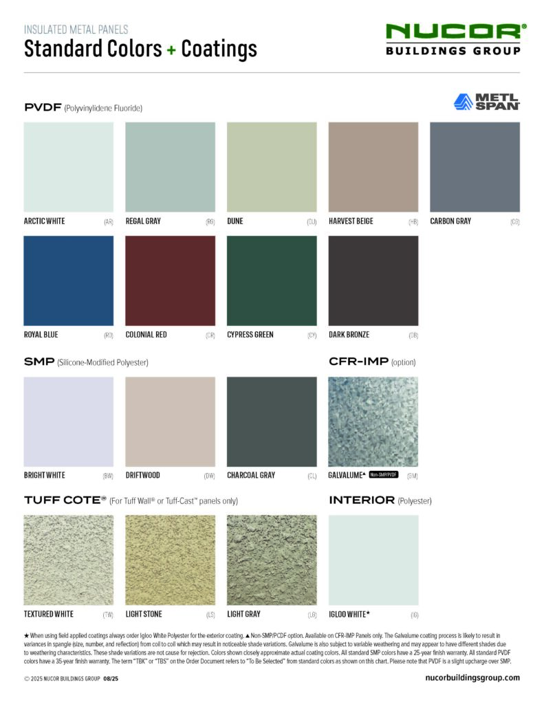 Download Color Charts | Kirby Building Systems