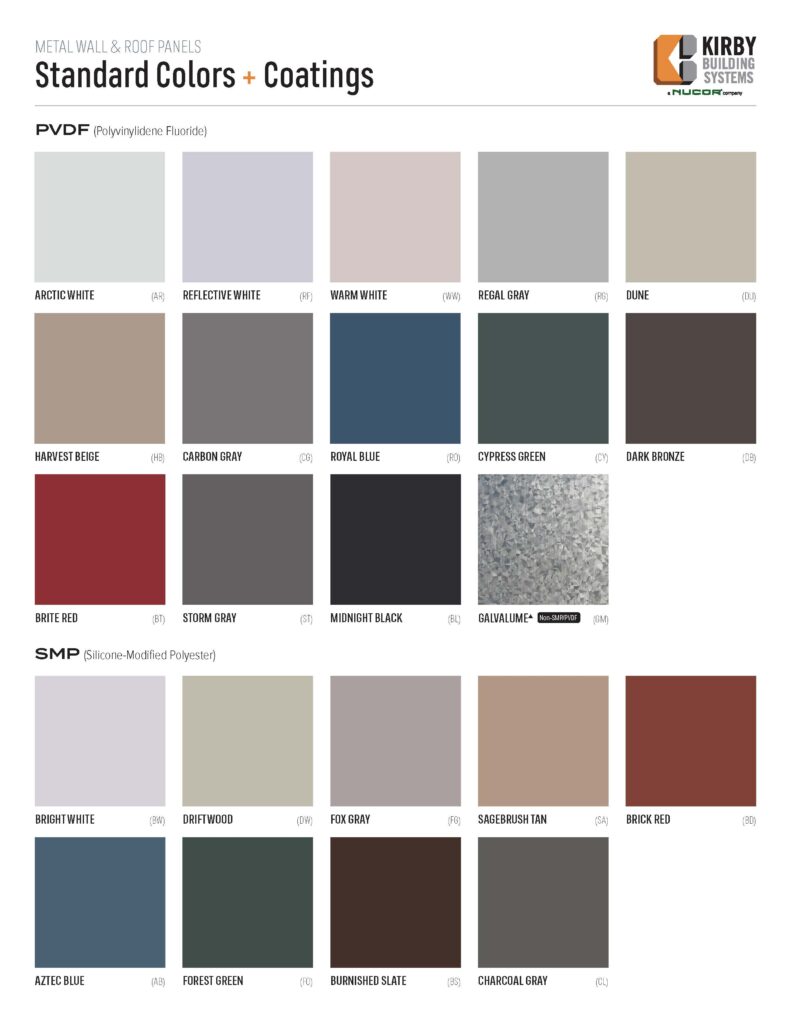 Download Color Charts | Kirby Building Systems